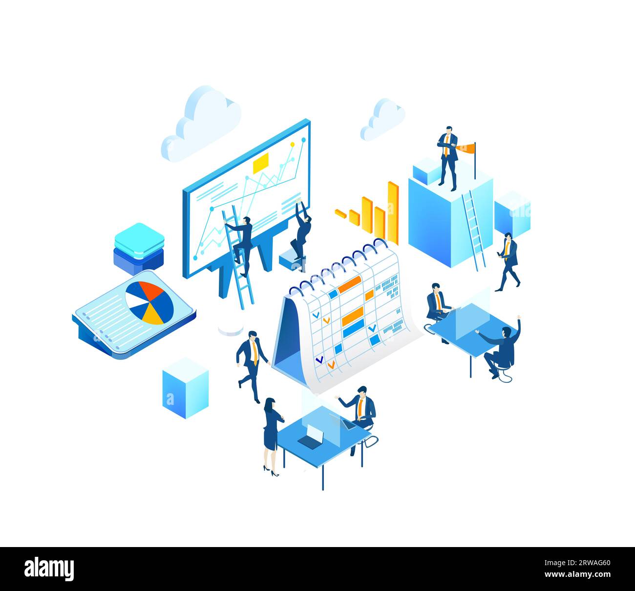 Business people reading growth graphs, financial reports, make ...