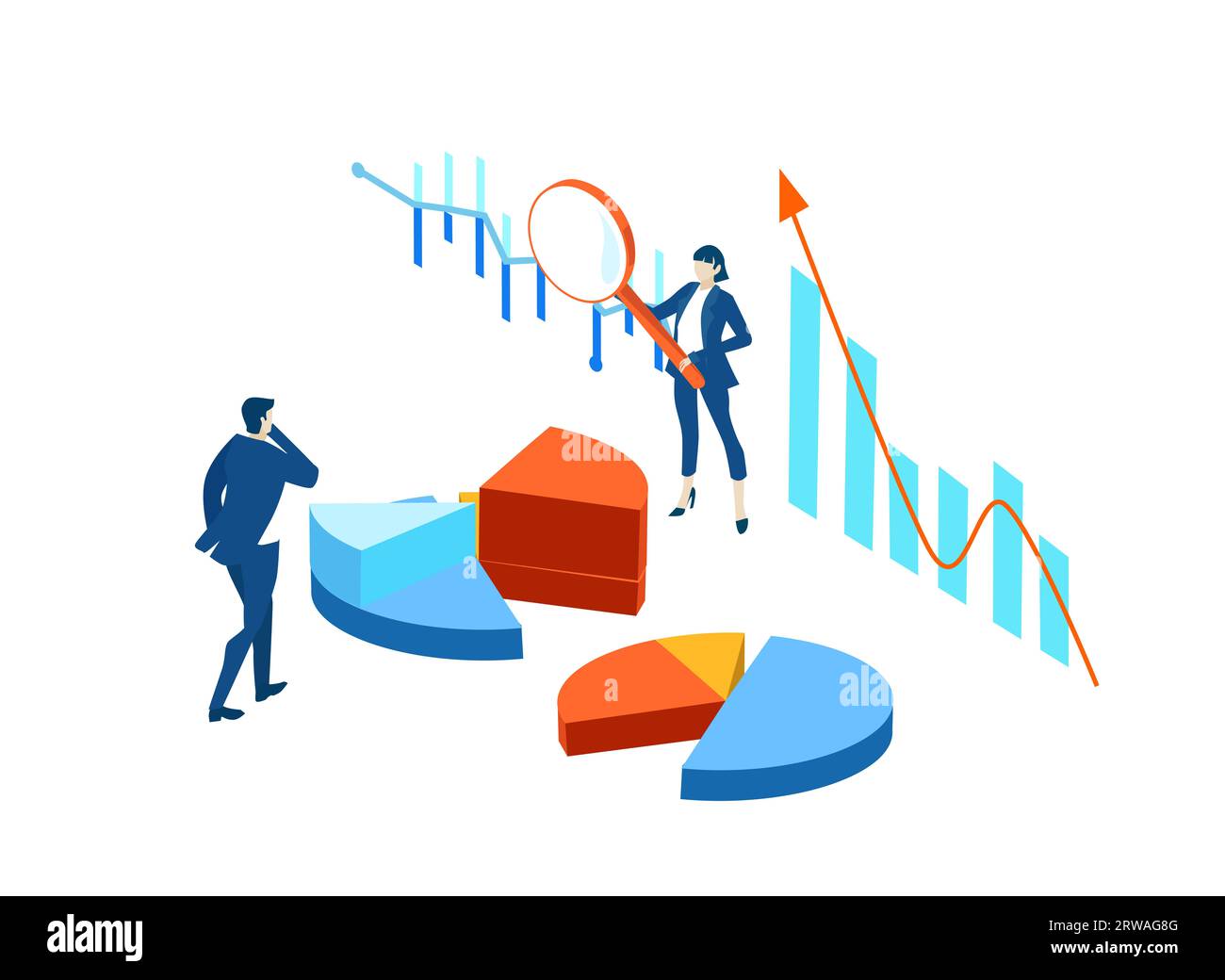 Business people reading growth graphs, financial reports, make ...
