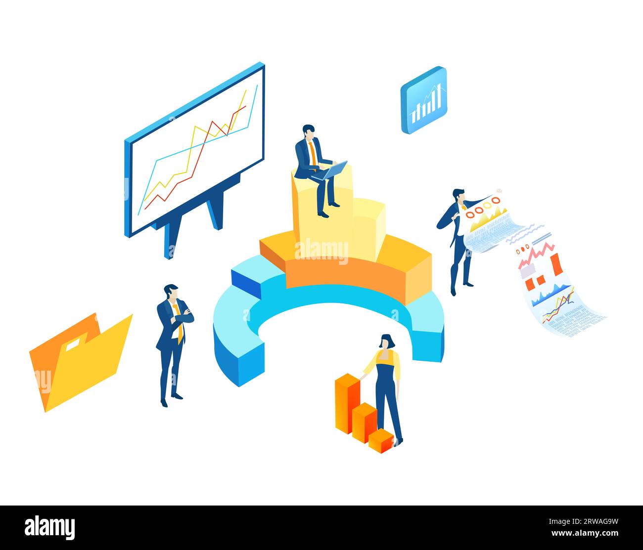 Business people reading growth graphs, financial reports, make ...