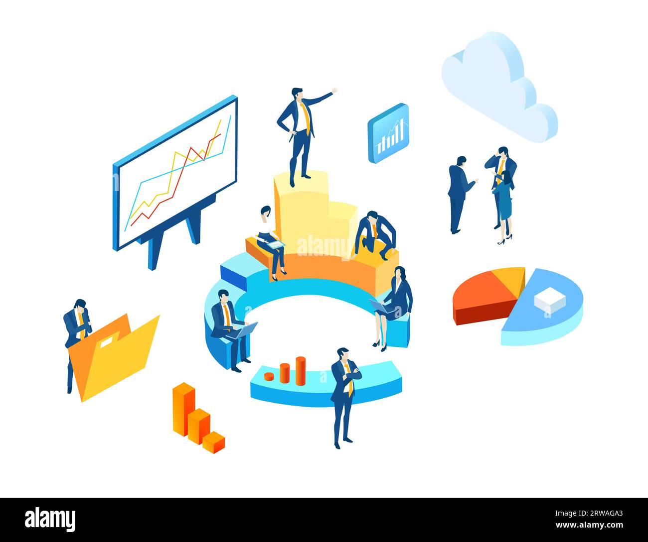 Business people reading growth graphs, financial reports, make ...
