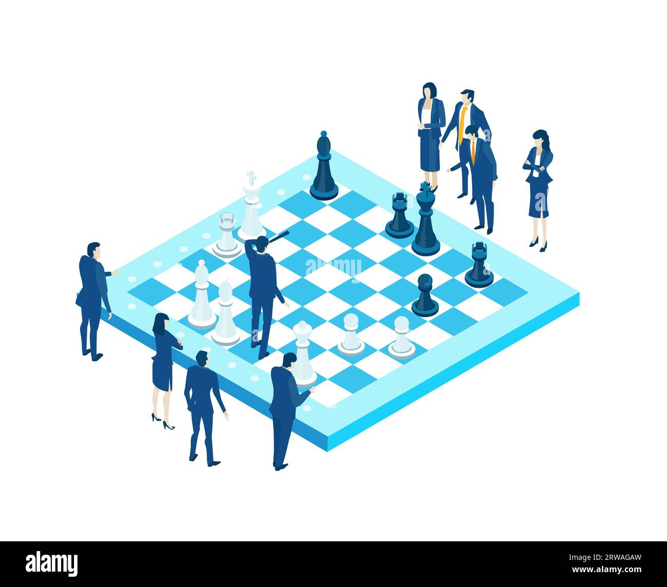 Business people playing chess game. Competition, team work, winning ...