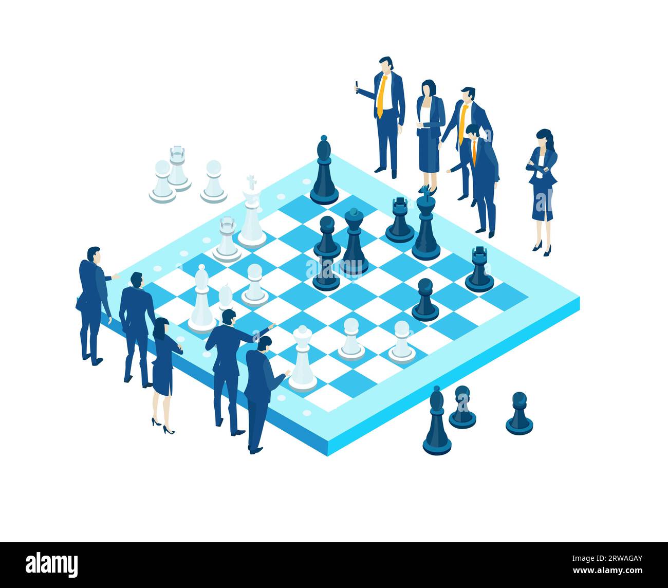 Business people playing chess game. Competition, team work, winning ...