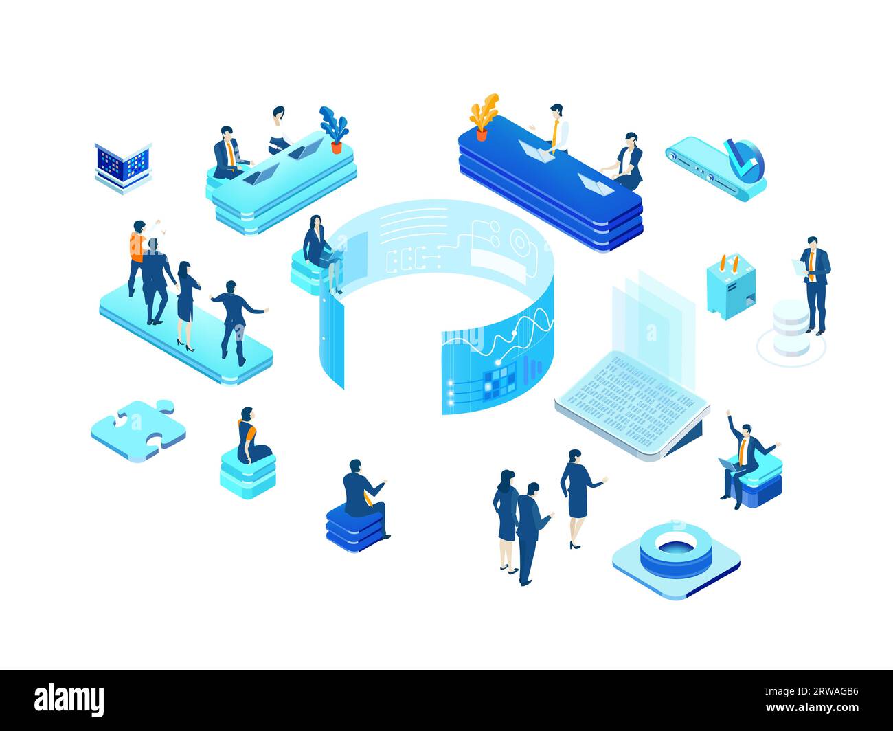 Business people working together, collaborating on project, sharing ...