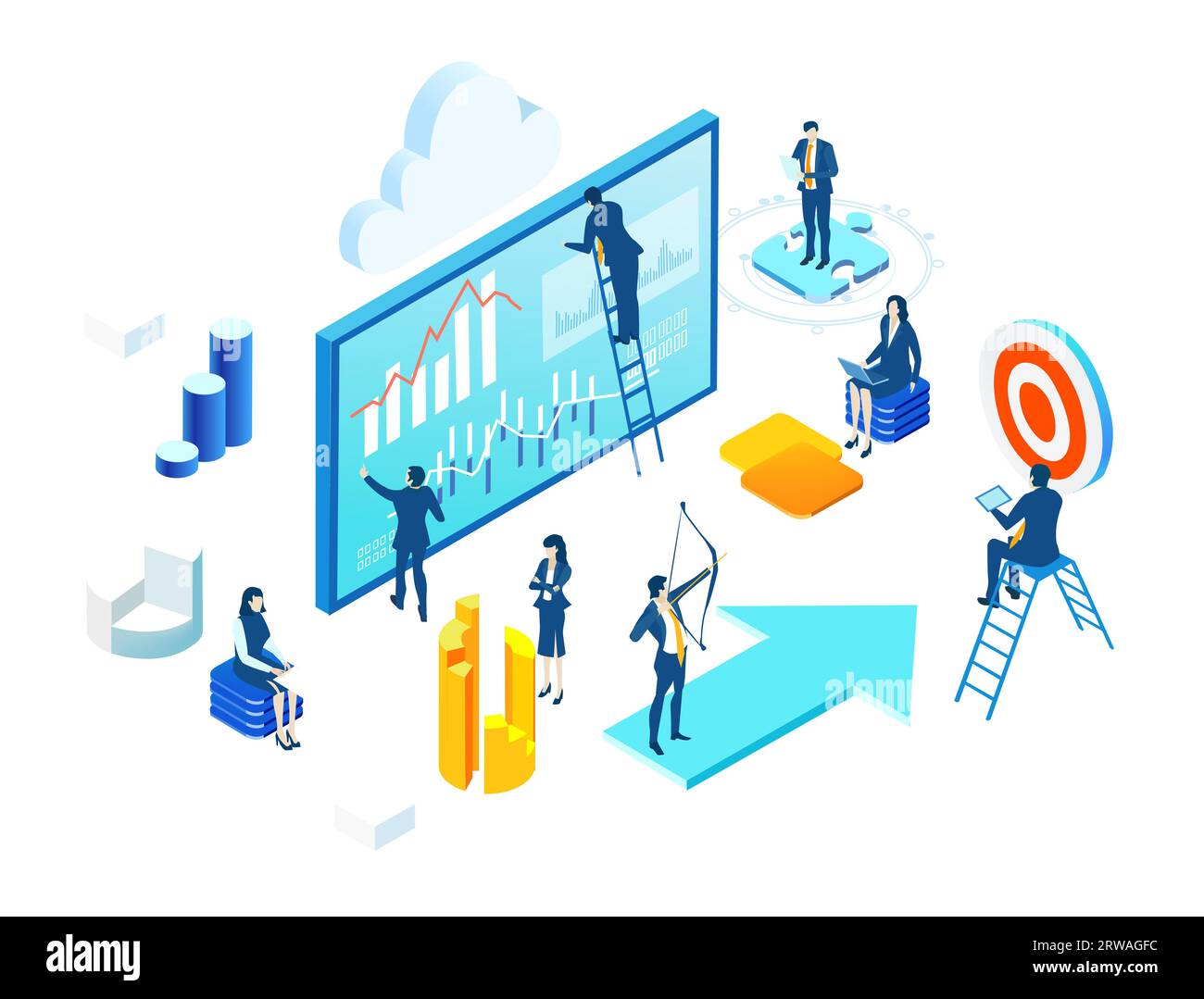 Business people working together, collaborating on project, sharing ...