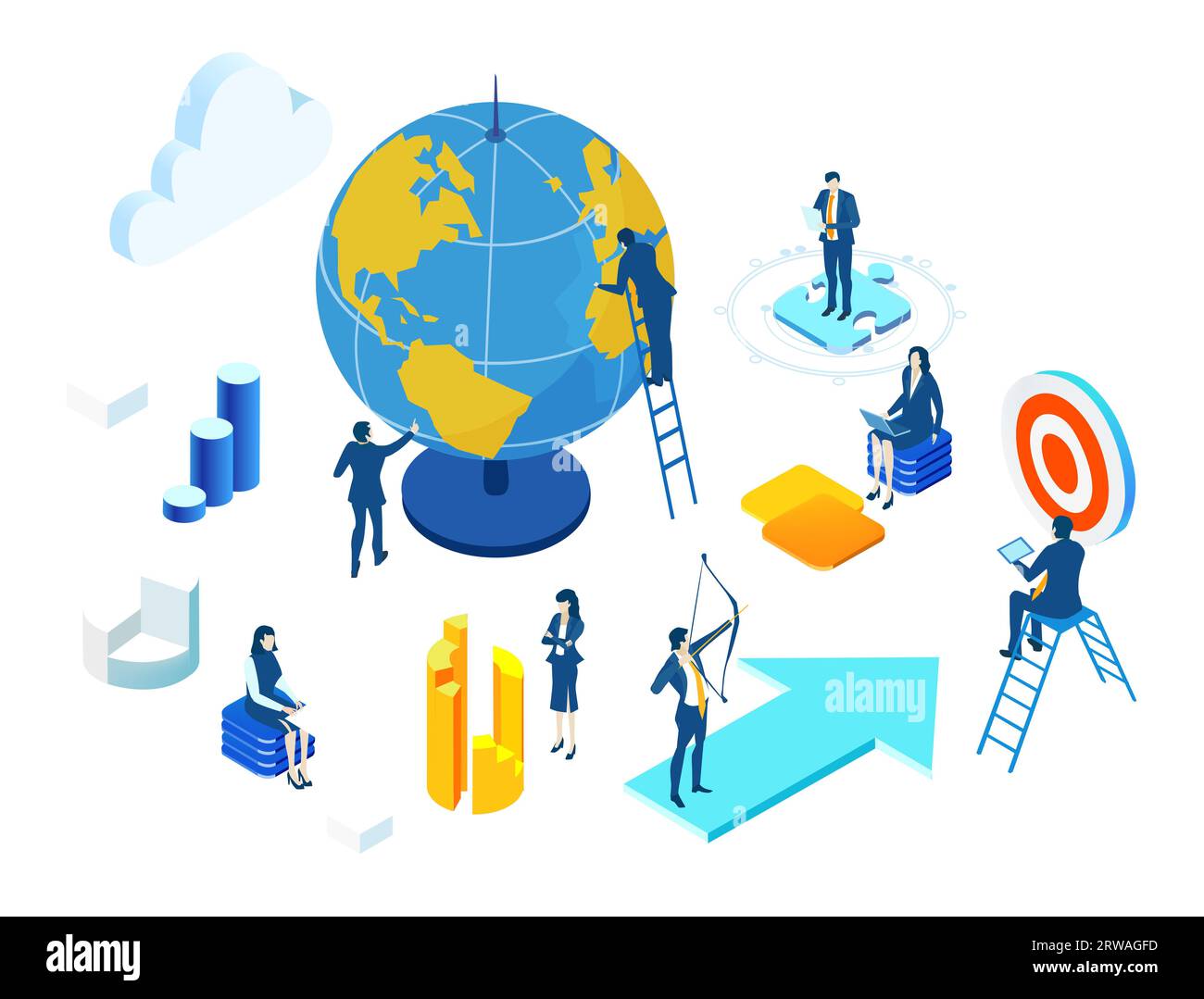 Business people working together, collaborating on project, sharing ...