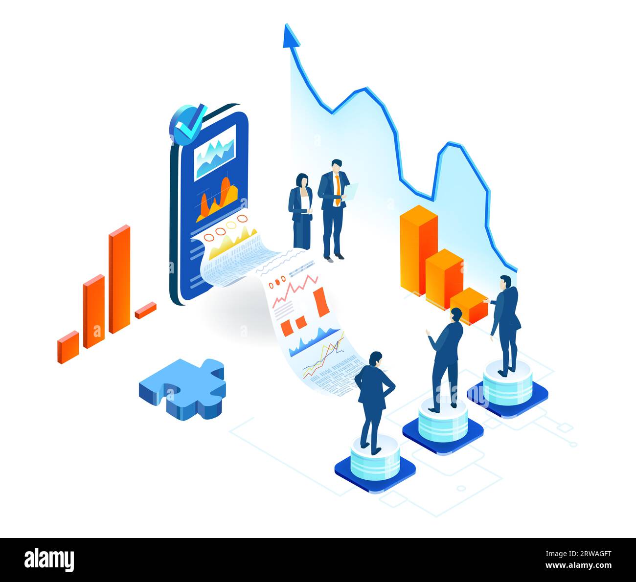 Business people reading growth graphs, financial reports, make ...