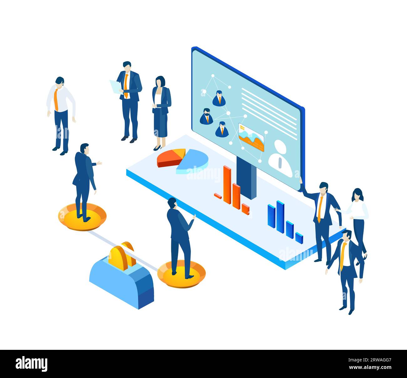 Business people reading growth graphs, financial reports, make ...