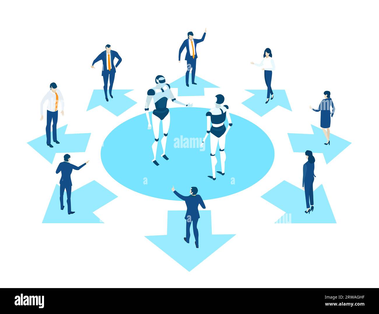 Isometric business environment. Robots and artificial intelligence ...