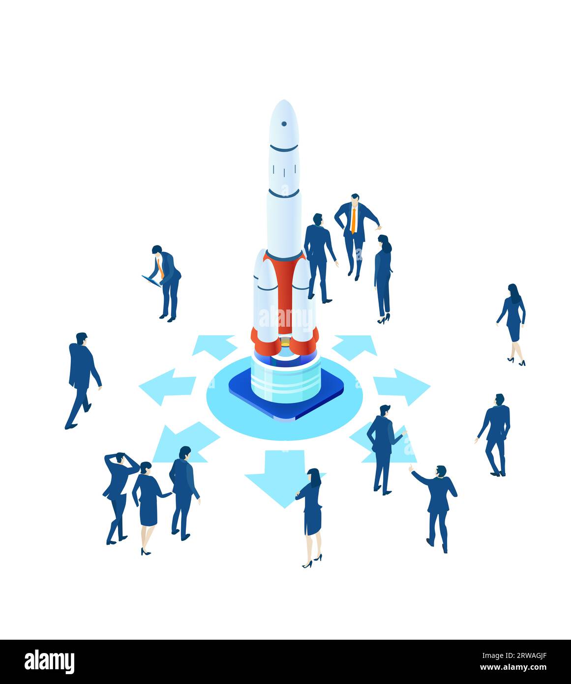 Isometric environment infographic. Business people work together next ...