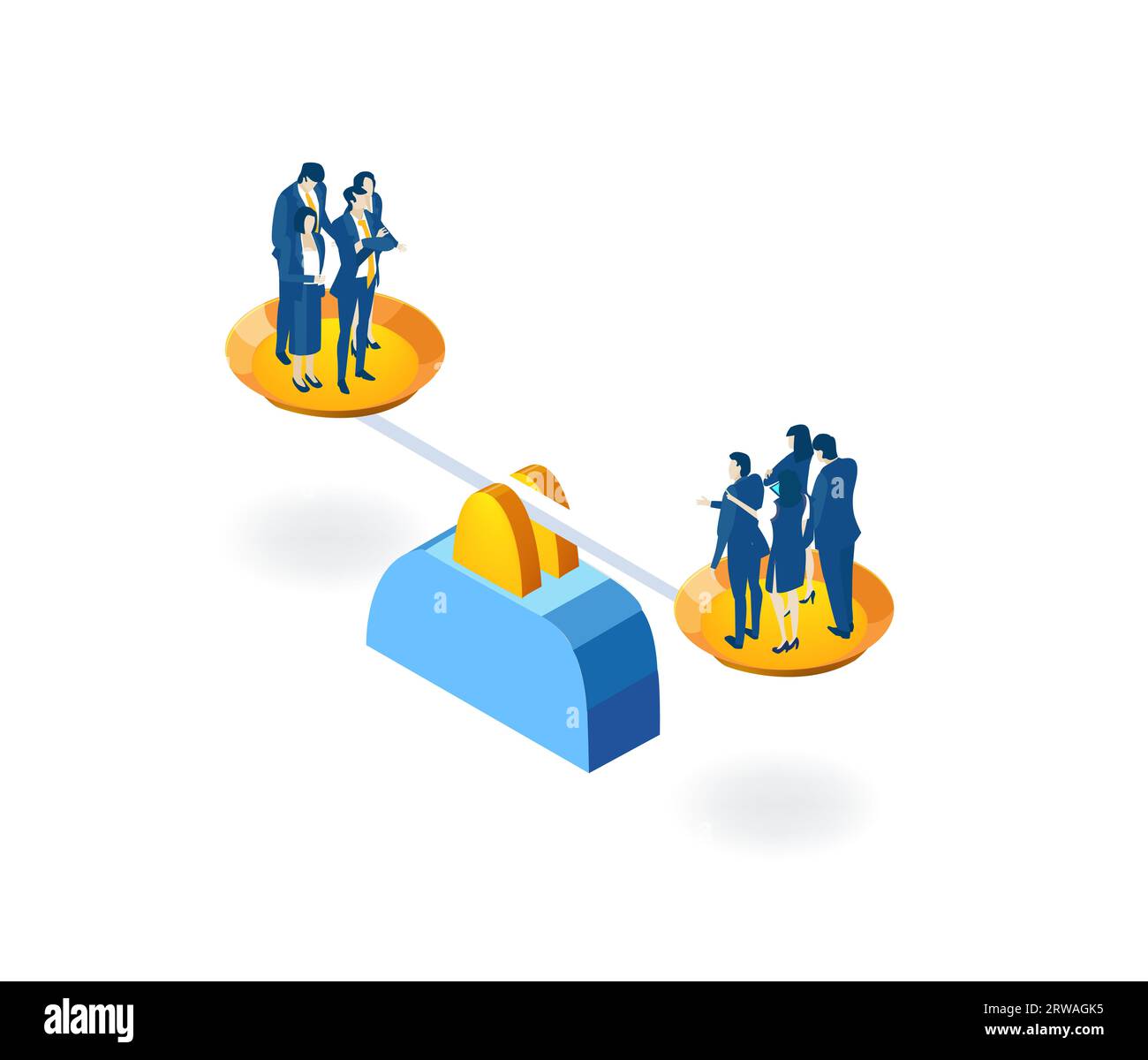 Business people work with scales, discussing, making decisions ...