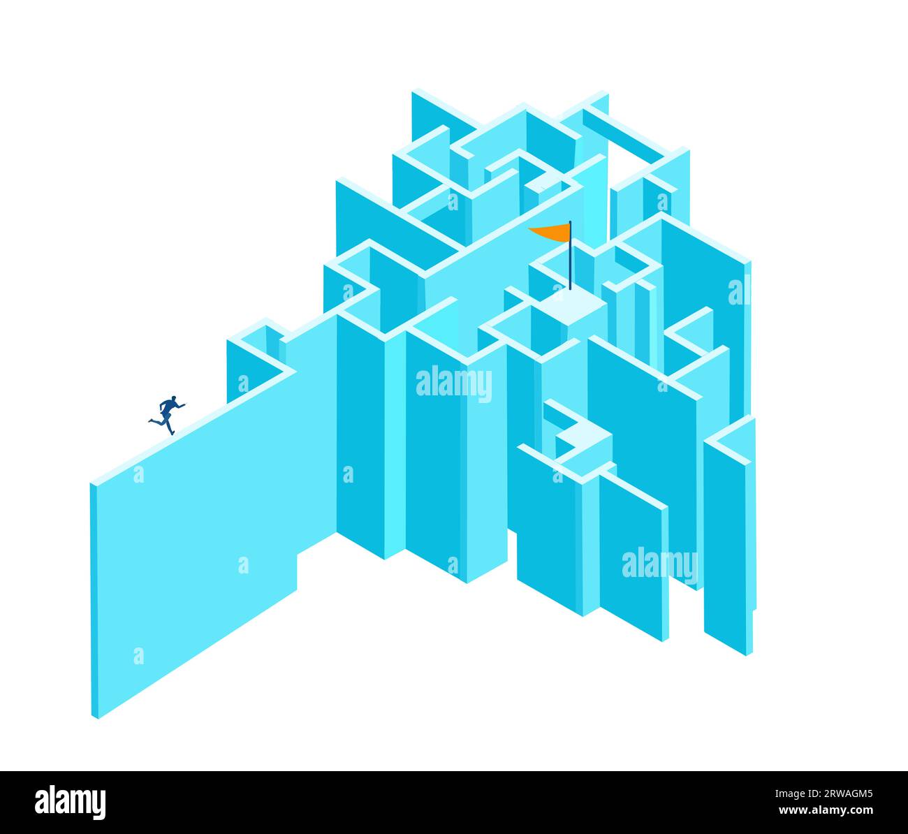 Isometric 3D labyrinth business environment. Business management ...