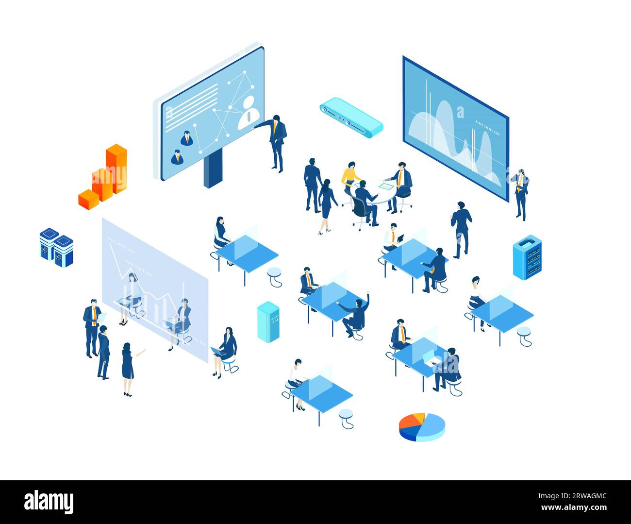 Business people working together, collaborating on project, sharing ...