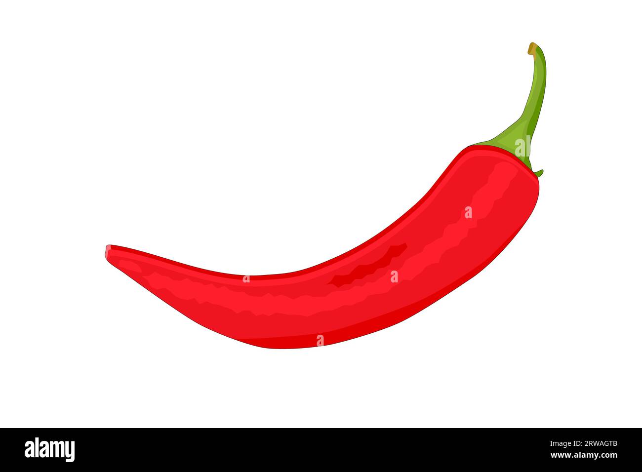 Red hot chili pepper pod isolated on white background.Cayenne icon ...