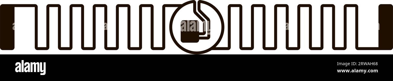 Long strip antenna RFID tag with semiconductor microchip. Flexible RFID ...