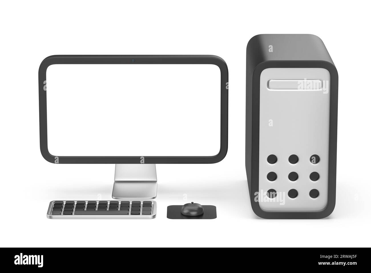 Simple desktop pc with wireless keyboard and mouse Stock Photo - Alamy