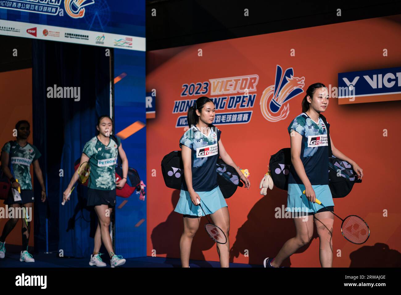 Tan Pearly, Thinaah Muralitharan of Malaysia play during the Women’s doubles semifinal against ...