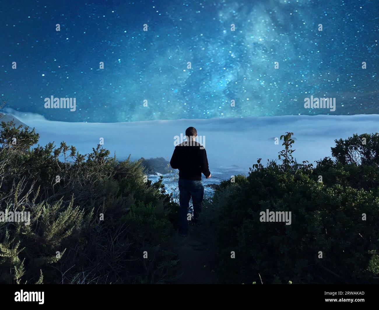 Man standing on cliff night hi-res stock photography and images - Alamy