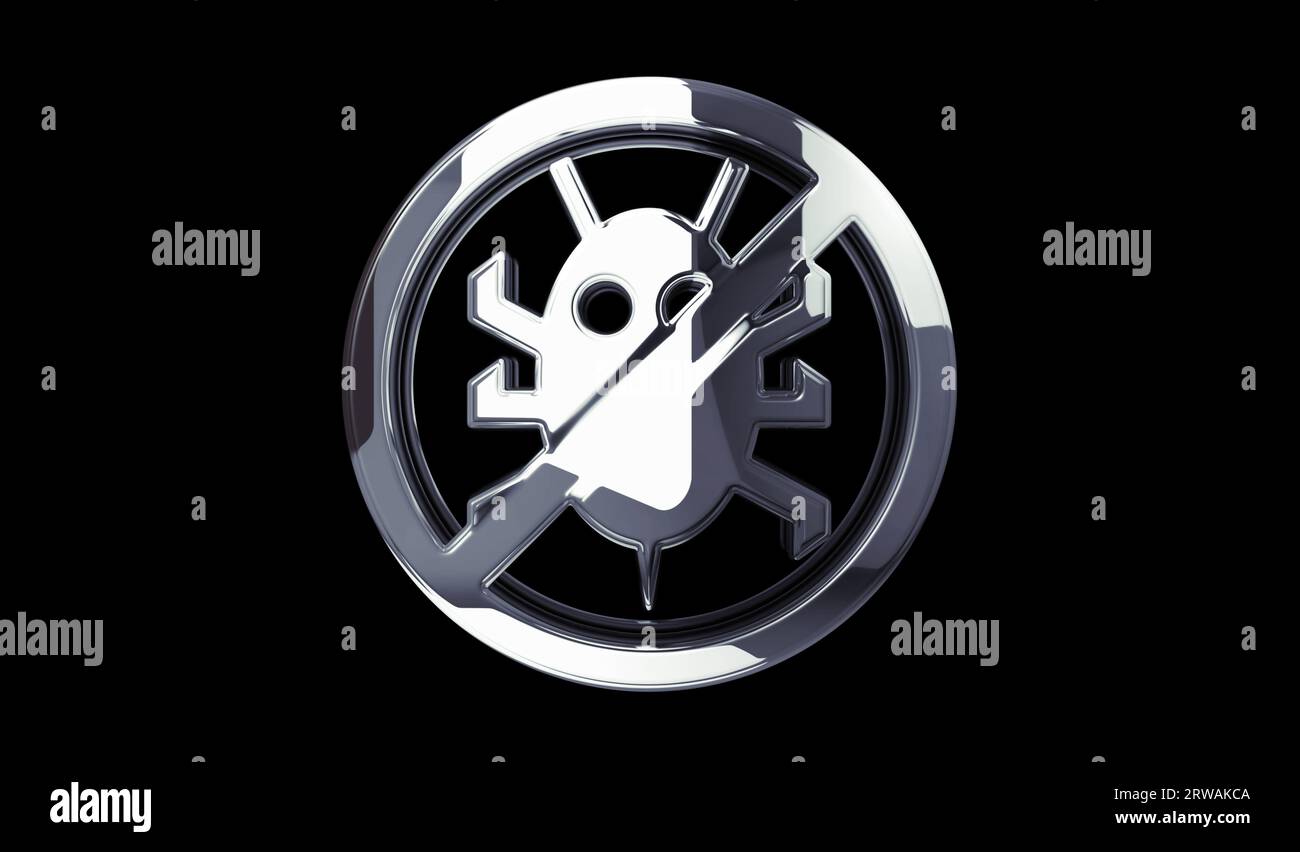 Antivirus Cyber Security Virus Detect System Alert Golden Metal Shine Symbol Concept