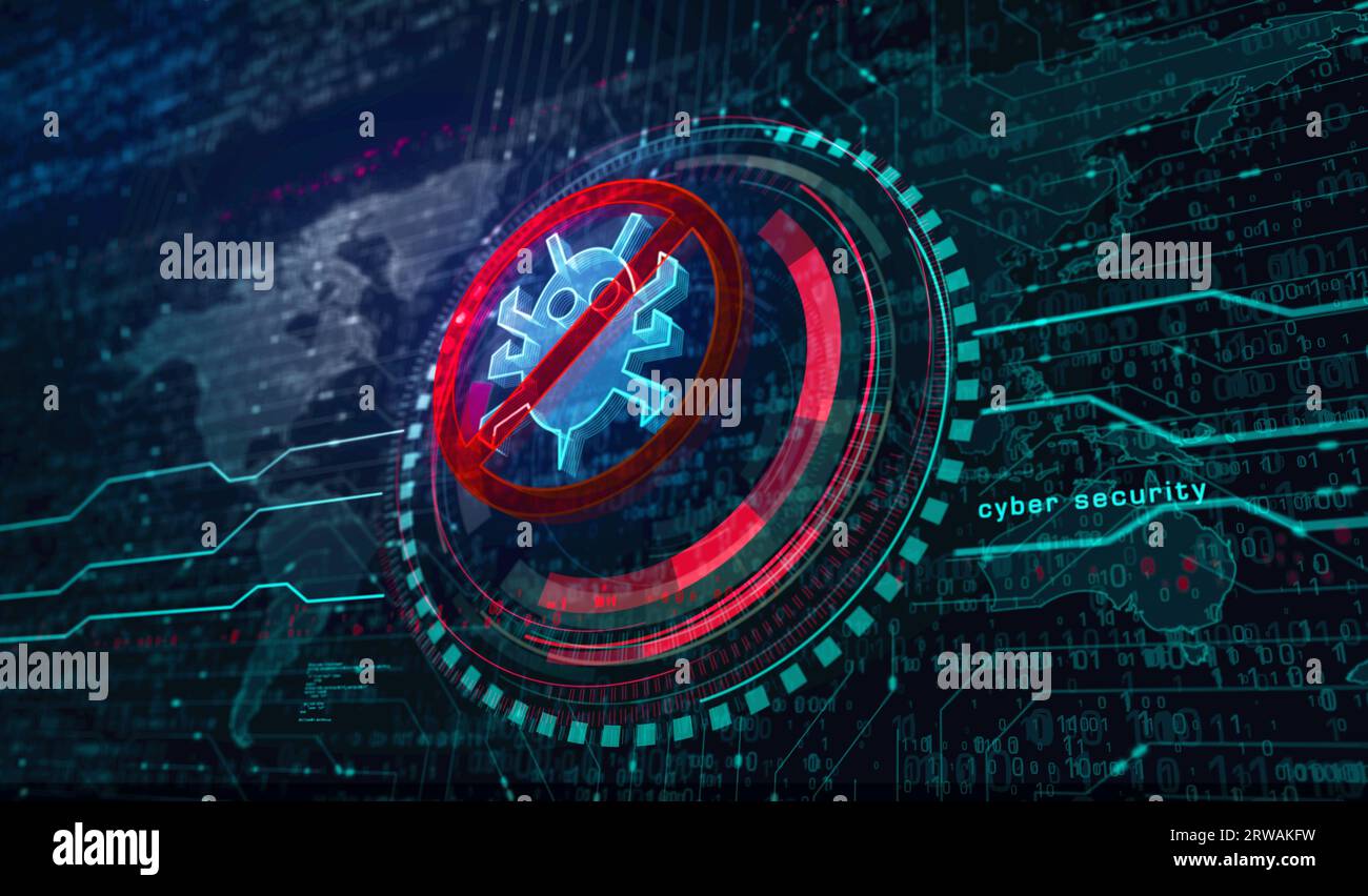 Antivirus cyber security virus detect system alert symbol digital concept. Network, cyber ...