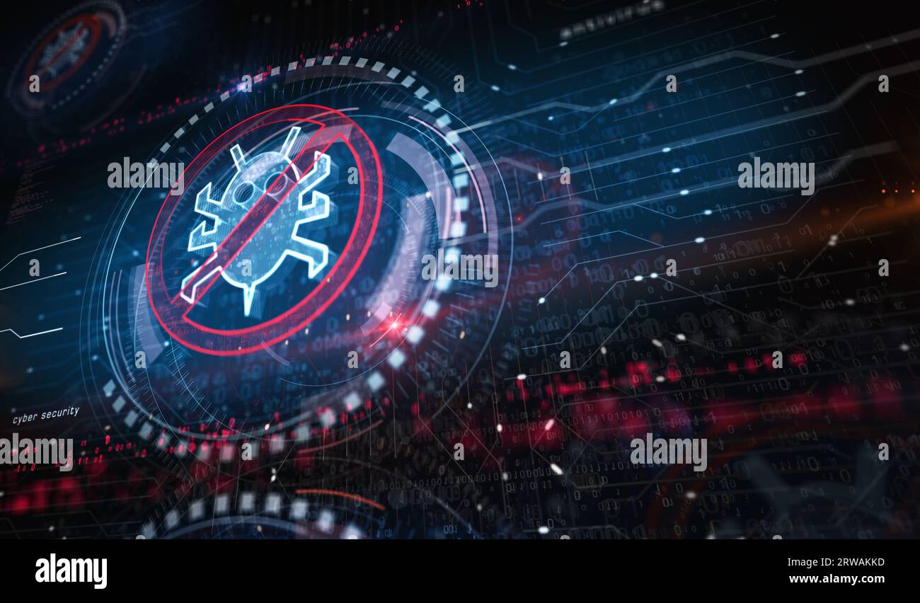 Antivirus cyber security virus detect system alert symbol digital ...