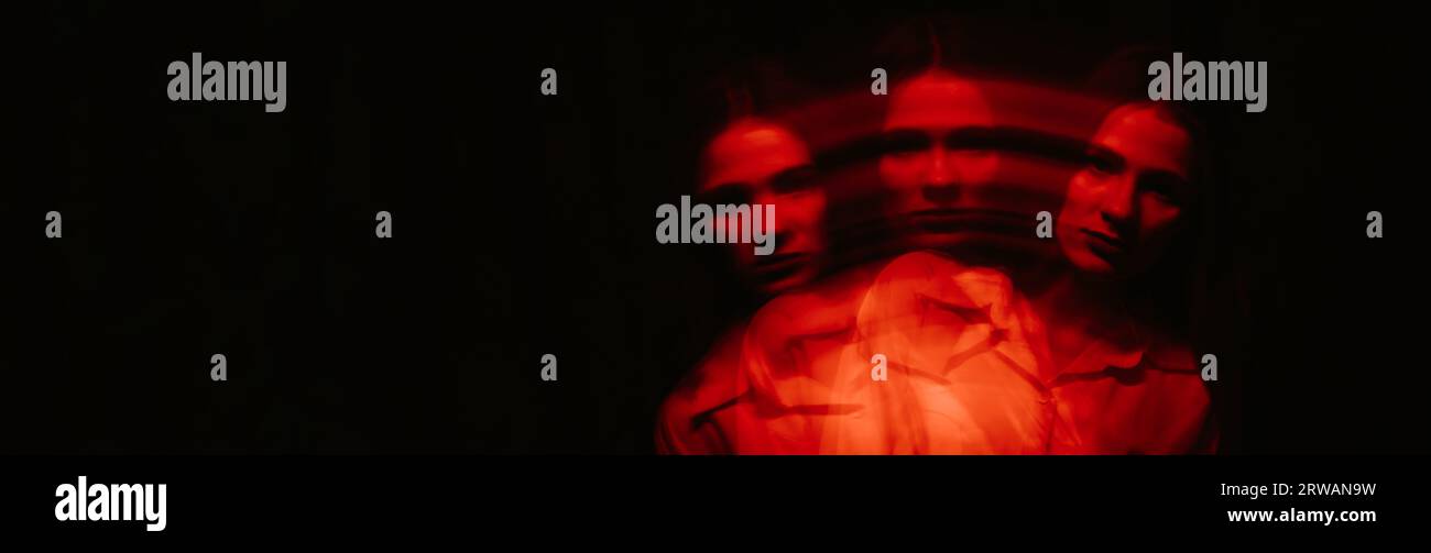 abstract blurry female portrait of a psychotic with bipolar and ...