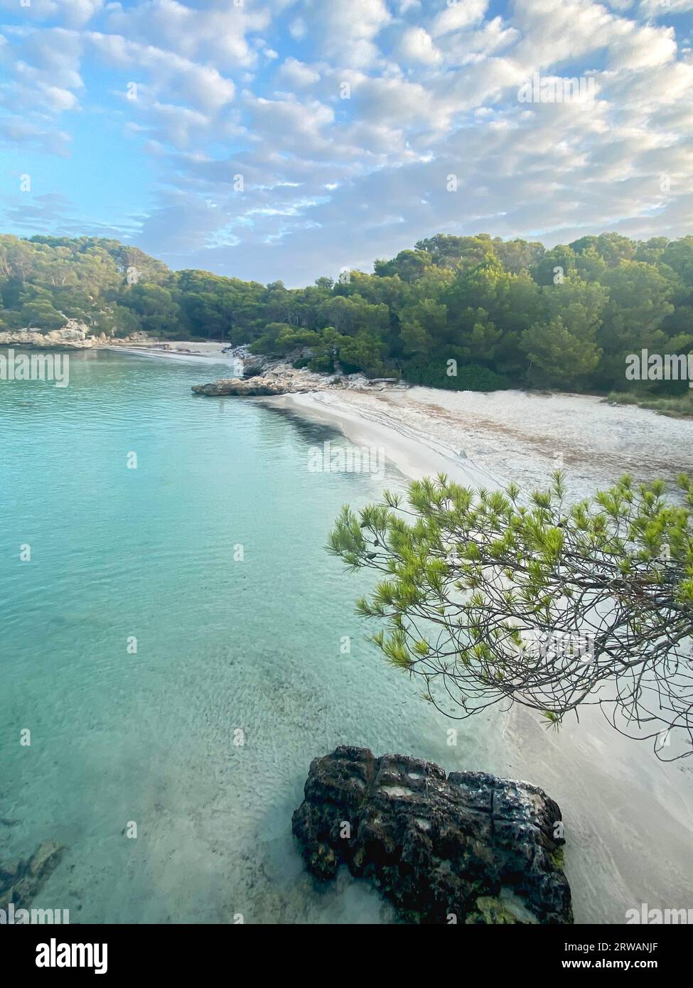 Cala Turqueta in Menorca, Spain with white sand and transparent ...