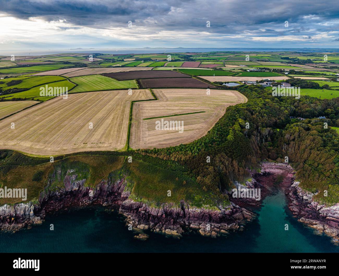 Sunset over Fields and Farms from a drone, Monk Haven Beach ...