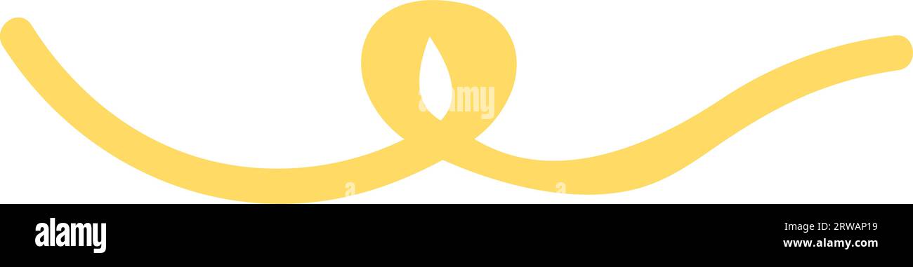 Thick yellow line drawn by hand with felt tip pen. Careless arbitrary ...