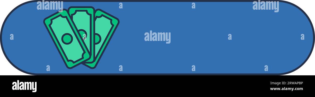 Blue slider switch with dollar bills stack symbol. On off and control ...