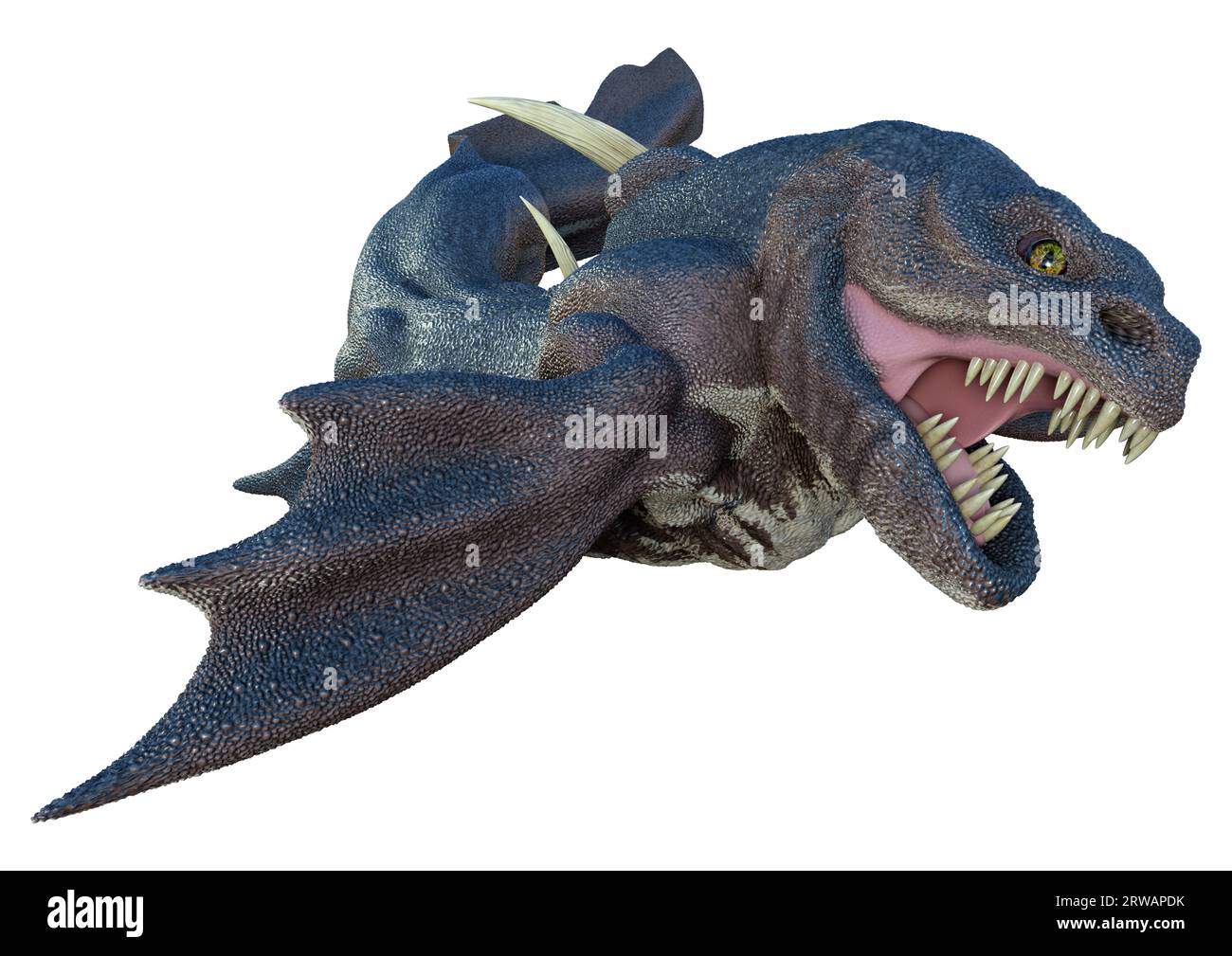 3D rendering of a fantasy sea dragon isolated on white background Stock ...