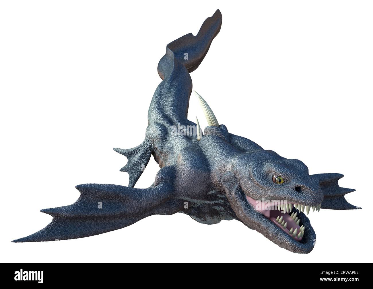 3D rendering of a fantasy sea dragon isolated on white background Stock ...