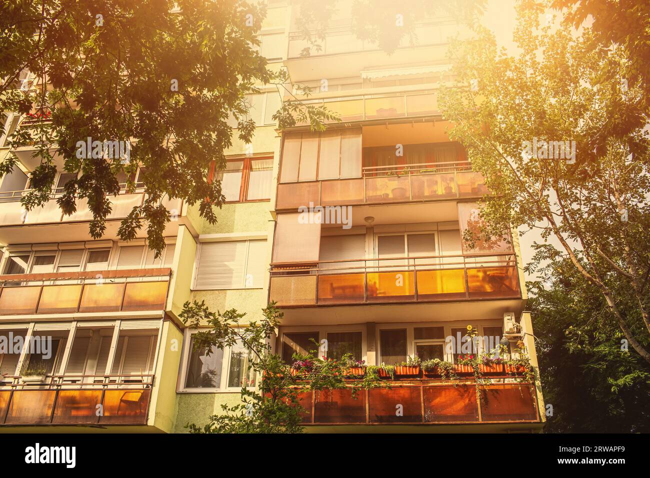 Panel building built in the communist era.Hungary,Budapest. High ...