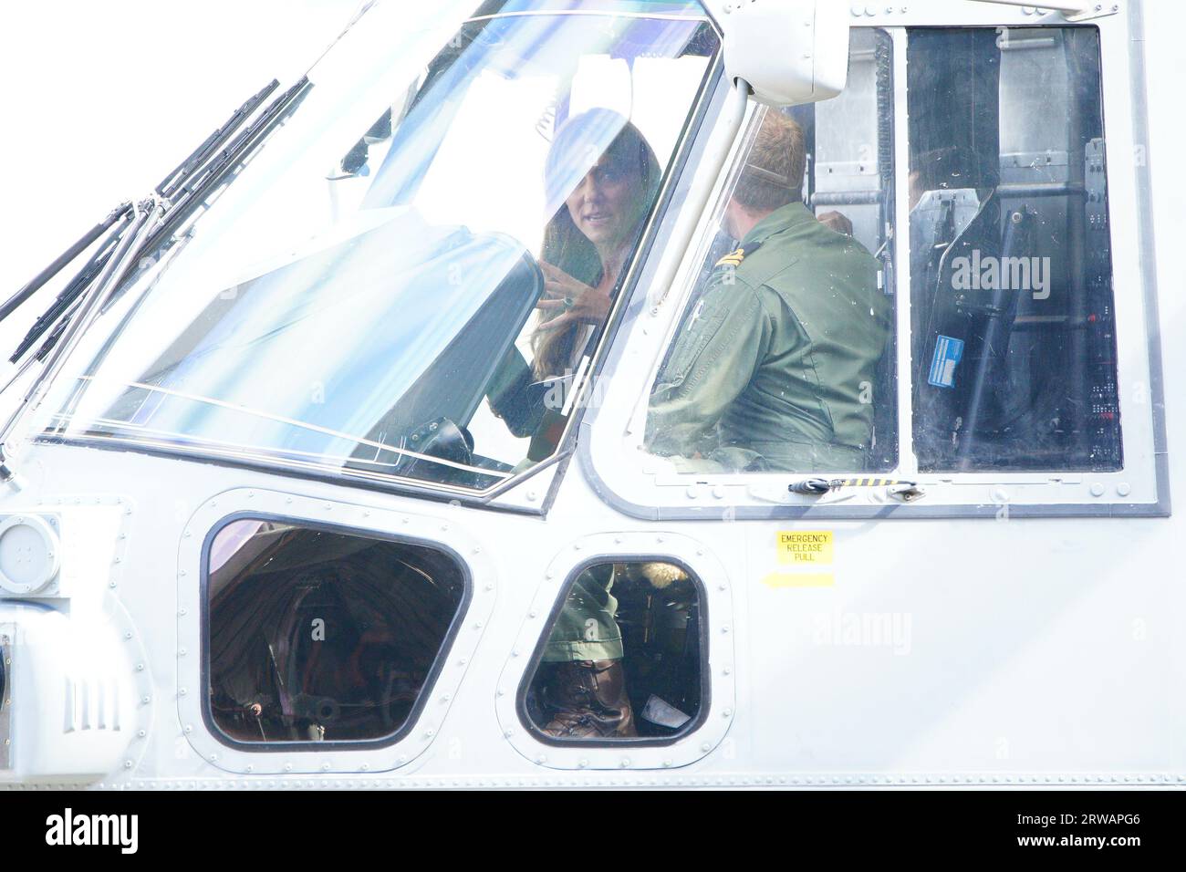 The Princess of Wales sits inside the cockpit of a Merlin Mk2 ...
