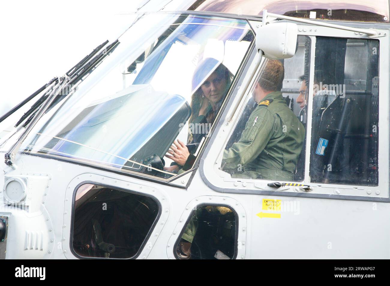 The Princess of Wales sits inside the cockpit of a Merlin Mk2 ...