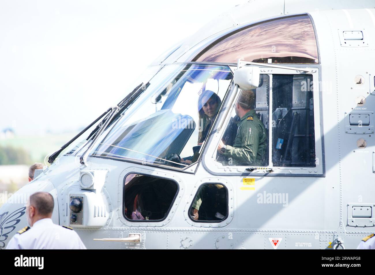 The Princess of Wales sits inside the cockpit of a Merlin Mk2 ...