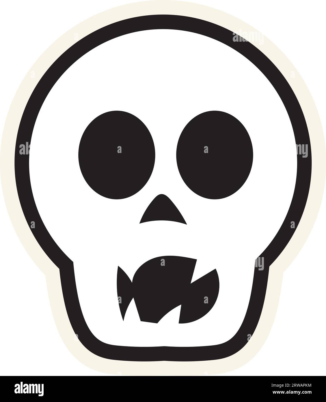 Festive surprised vampire skull stroked sticker. Holiday festive badge ...