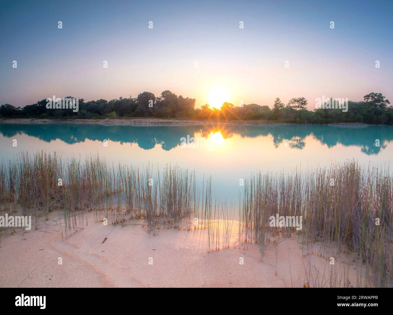 Danau Biru (Blue Lake) at sunrise, Tanjung Uban, Riau Islands, Bintan ...