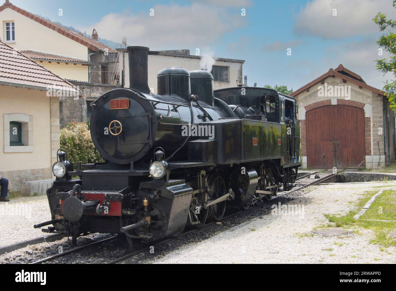 Lou Mastrou, steam engine, locomotive, 414, Lamastre, Ardeche France ...