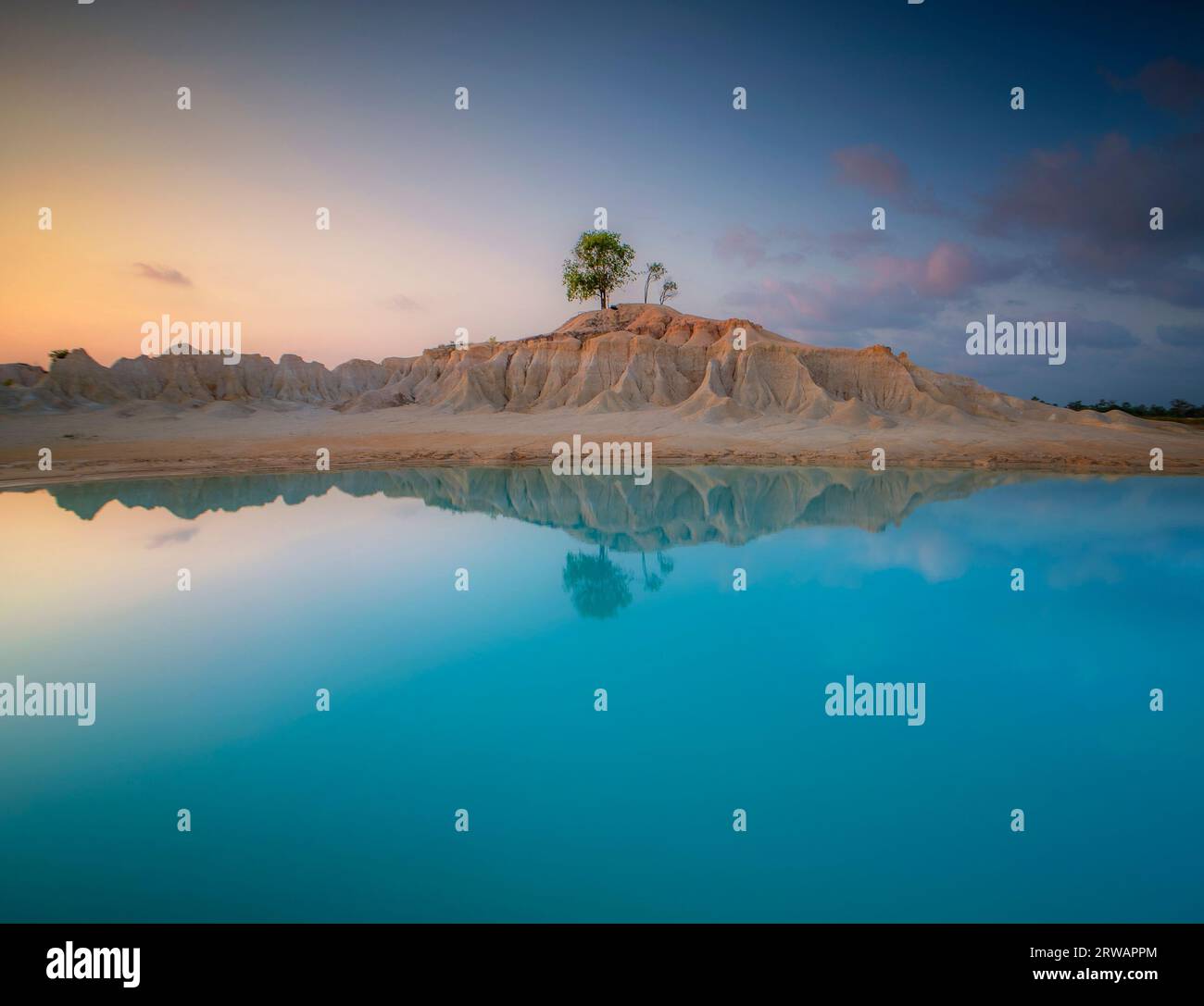 Danau Biru (Blue Lake) at sunrise, Tanjung Uban, Riau Islands, Bintan ...