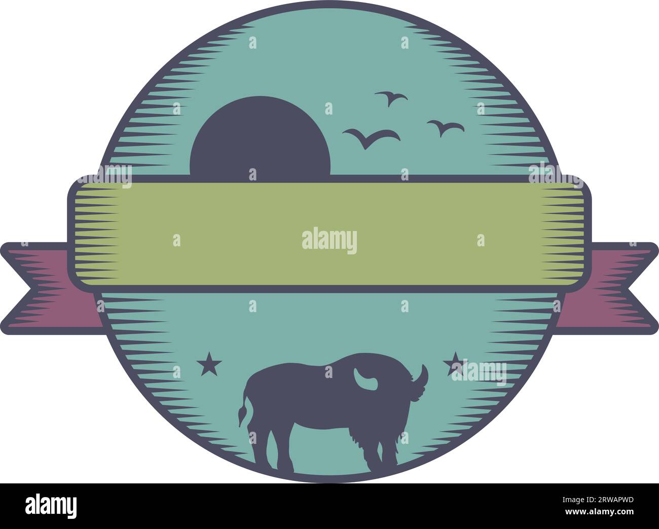 Colored logo emblem of American bull bison. Badge template for slogan ...