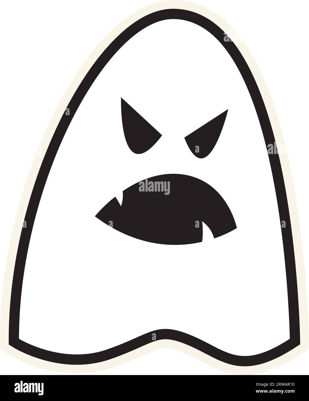 Sinister ghost stroked sticker. Holiday festive badge emblem ...