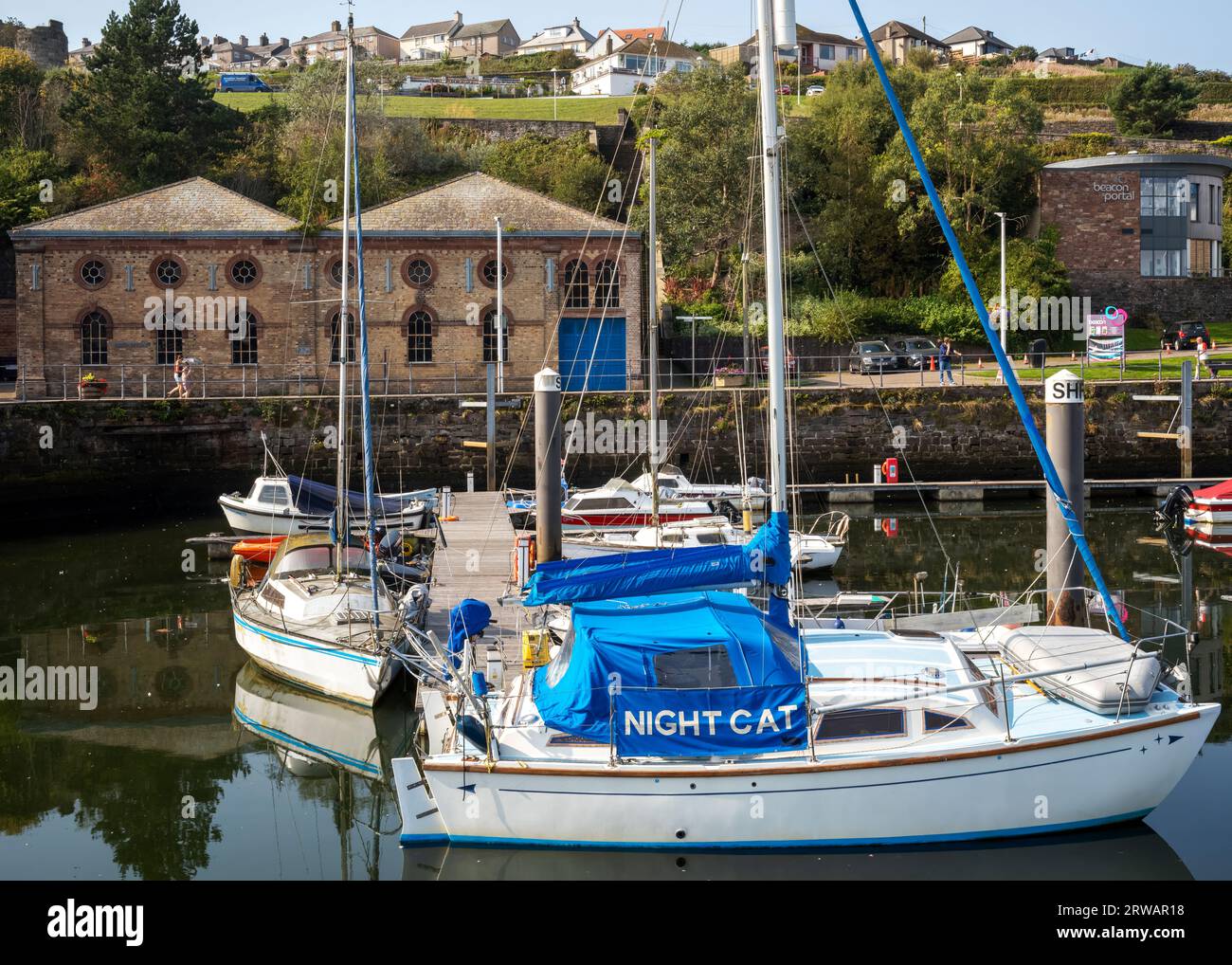 Yachts berthed at West Strand marina, Whitehaven, West Cumbria, UK ...