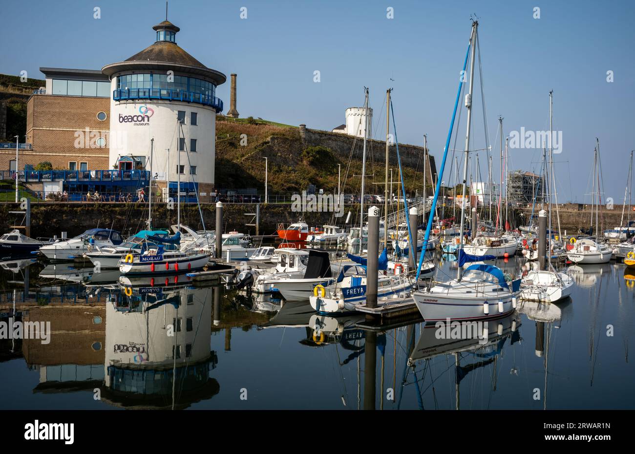 Hilltop heritage above West Strand Marina, Whitehaven, West Cumbria, UK ...