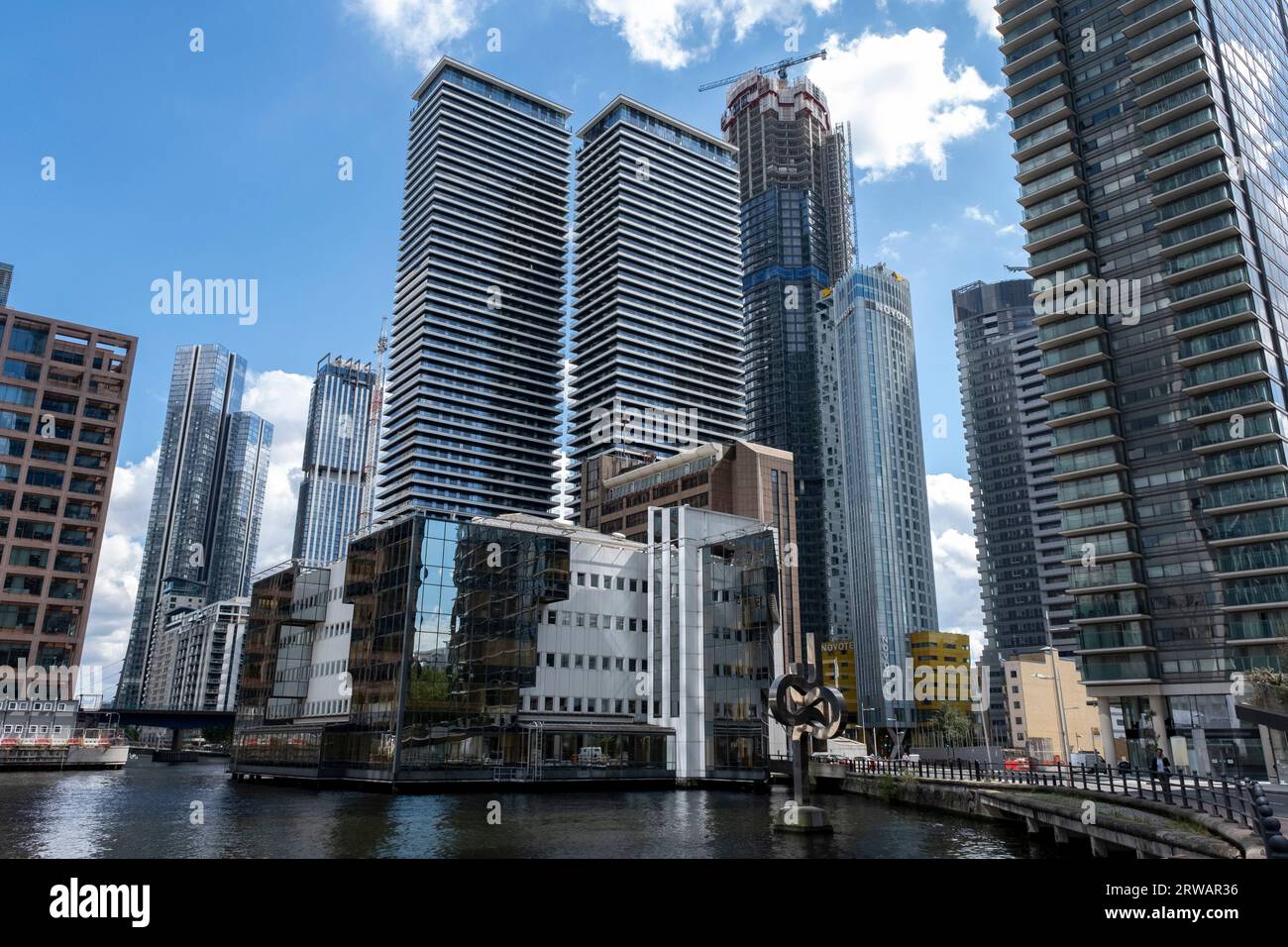 New high rise apartment buildings at Canary Wharf financial district on ...
