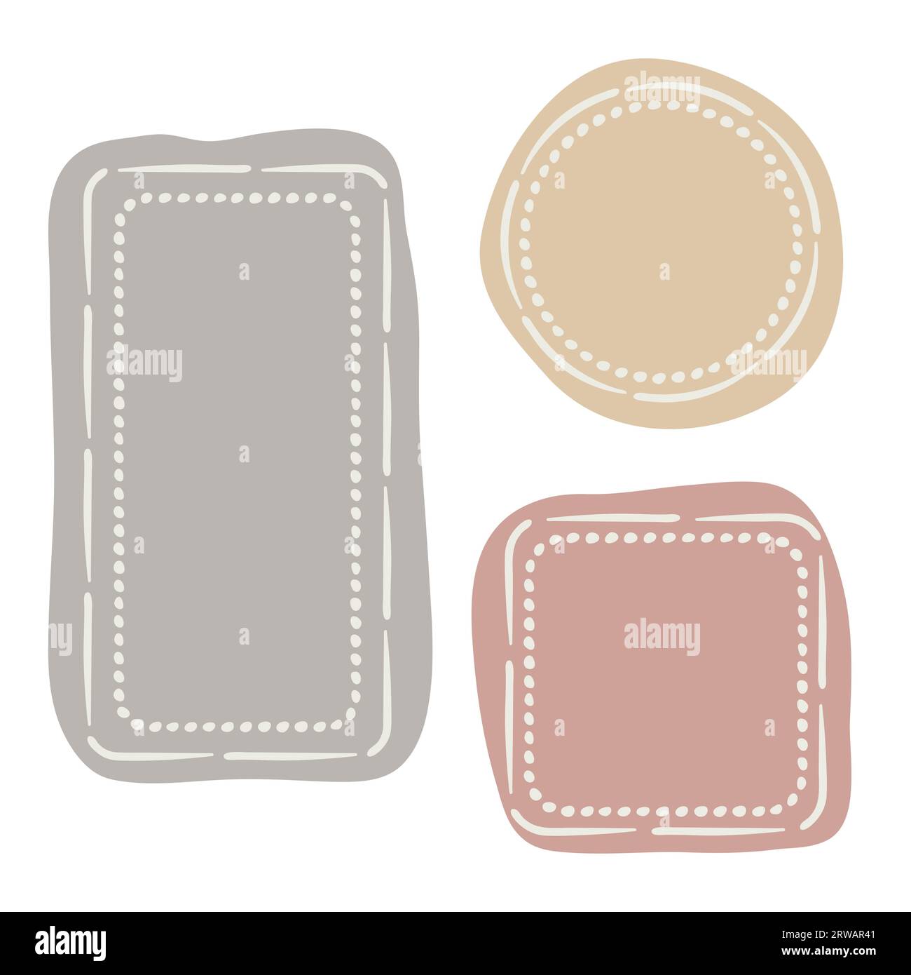 Doodle frames, border Set. Hand drawn paint brush scribble line strokes ...