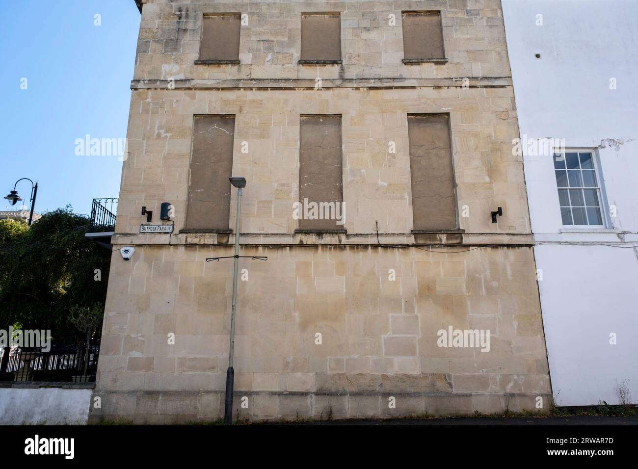 Building which has some blocked off windows due to the historical ...