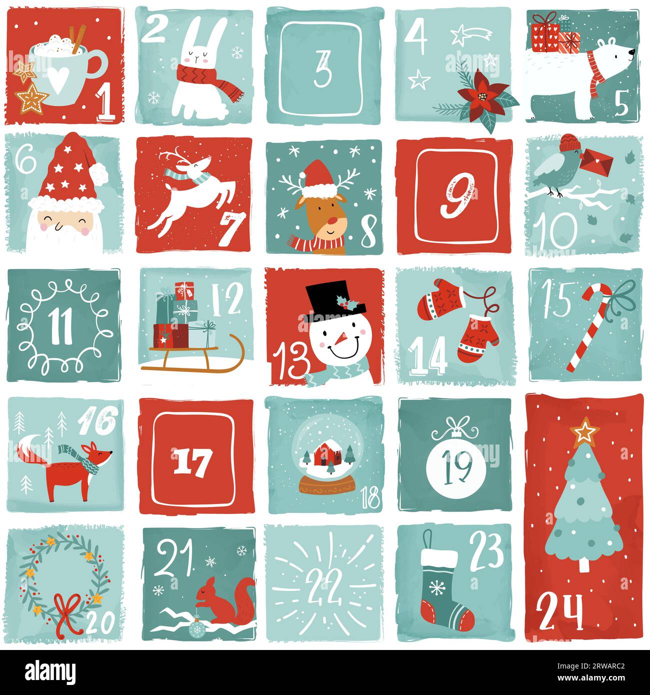 Cute hand drawn Christmas advent calendar. Lovely doodle drawings ... Cute hand drawn Christmas advent calendar. Lovely doodle drawings ...