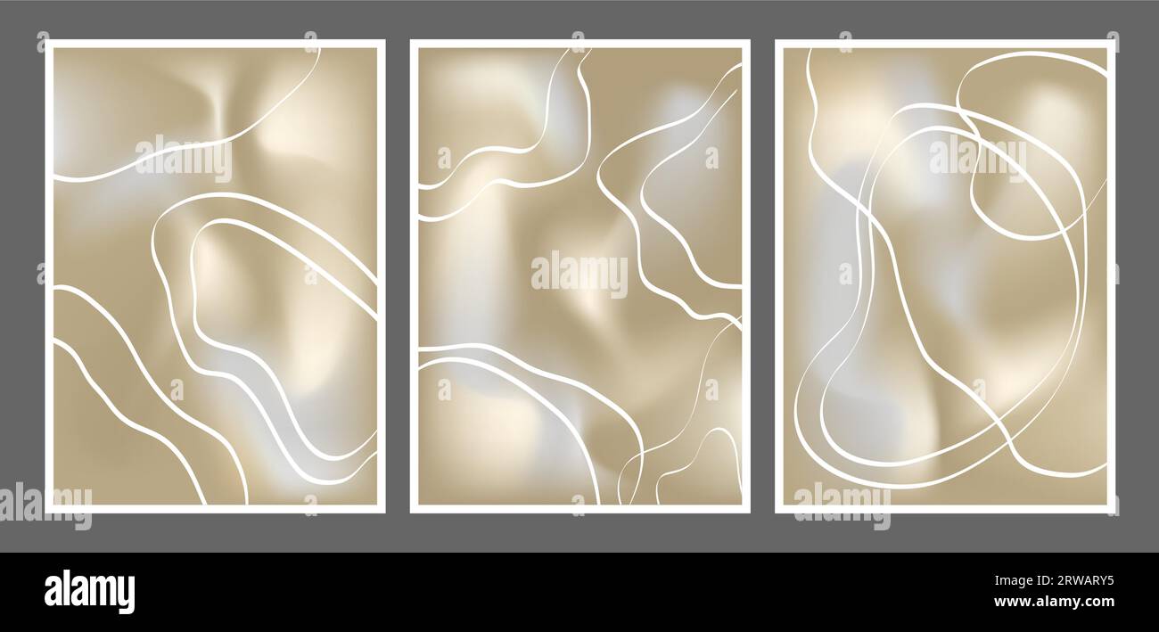 Gold Line Art in Mid-Century Modern Style Artwork. Digital Geometric ...