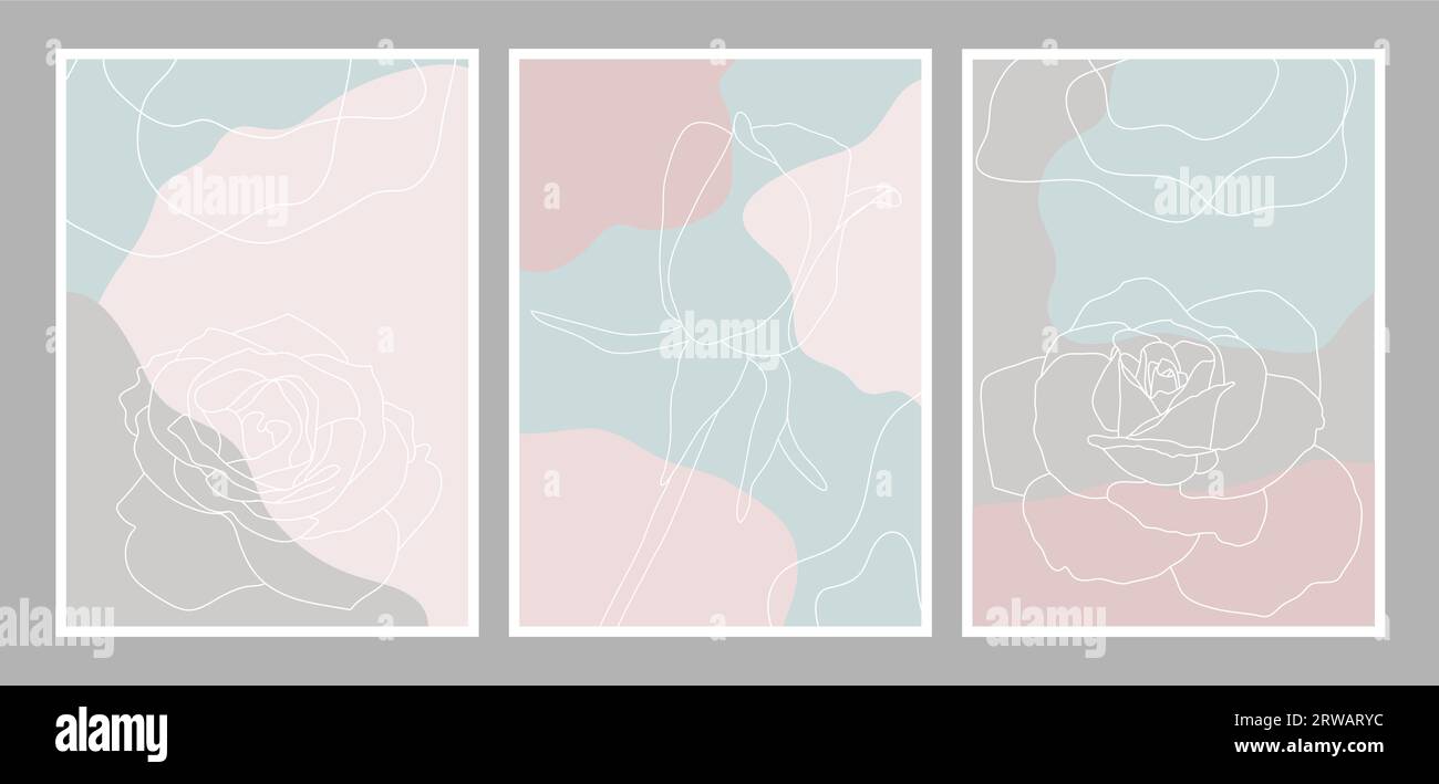 Pastel Roses Abstract Wall Art with Geometric Shapes Stock Vector Image ...