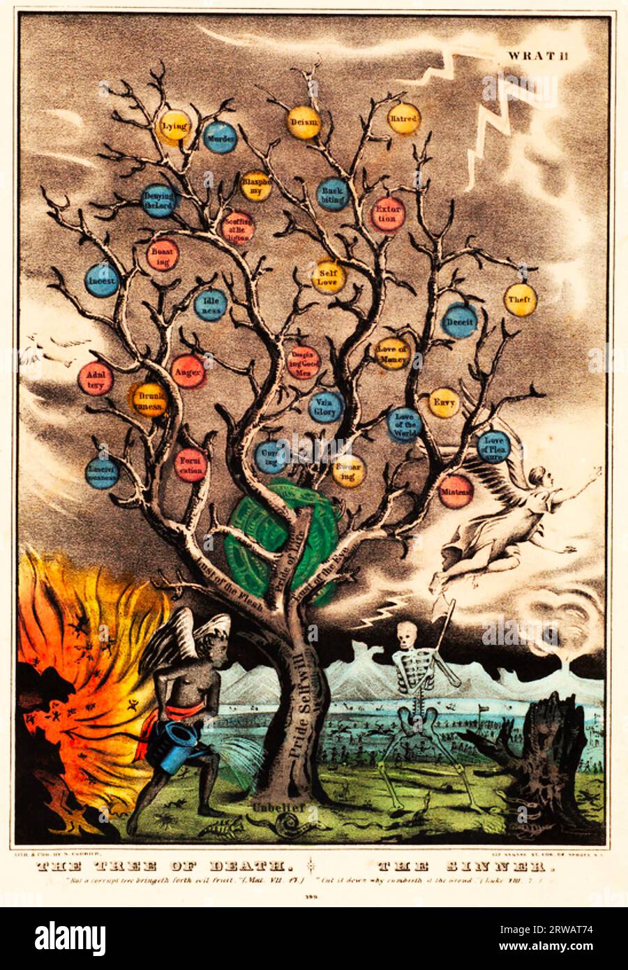 THE TREE OF DEATH : THE SINNER American hand-coloured lithograph by ...